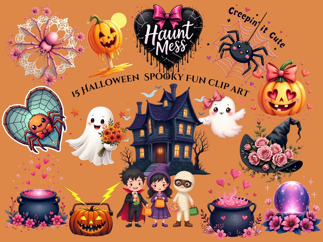 Halloween Clipart Bundle: 15 PNG Spooky Designs (digital Download) - Etsy