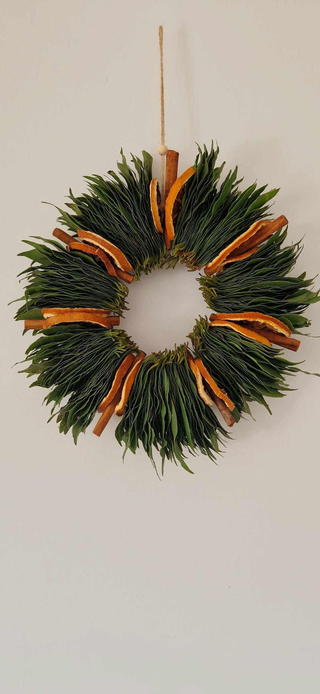 Laurel Wreath With Oranges and Cinnamon, Cozy Rustic Decoration for ...