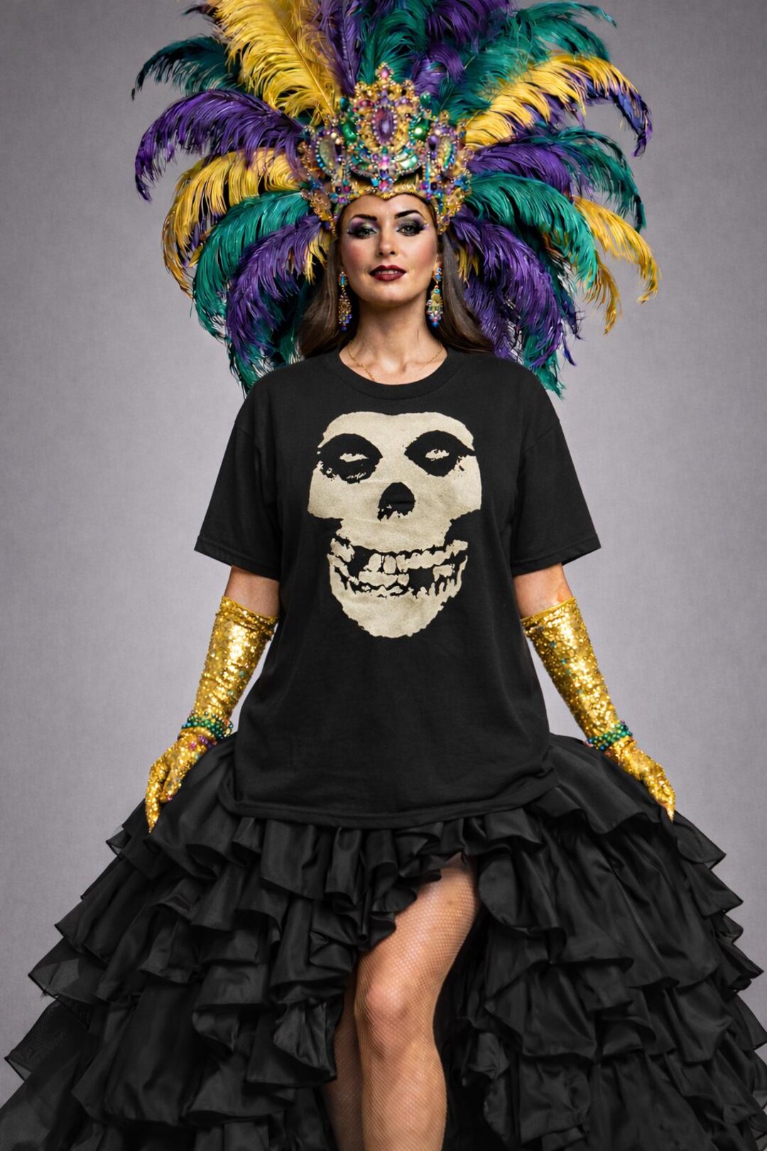 Misfits Fiend Skull Shirt Hand Screen Printed Oversized Print - Etsy