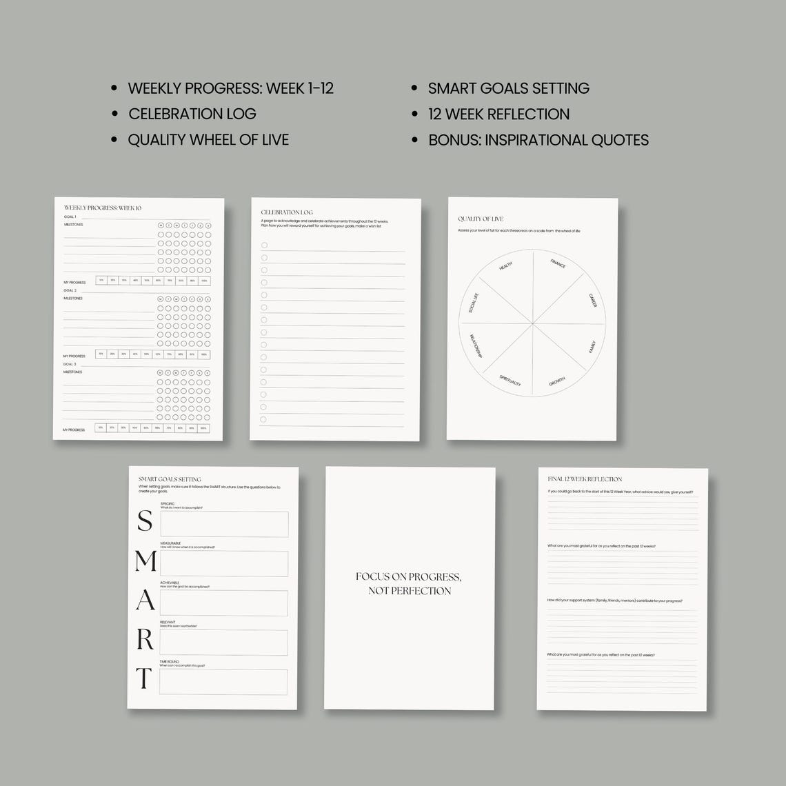 12 Week Year Printable Planner | PDF | Goal Worksheet | Tracker ...
