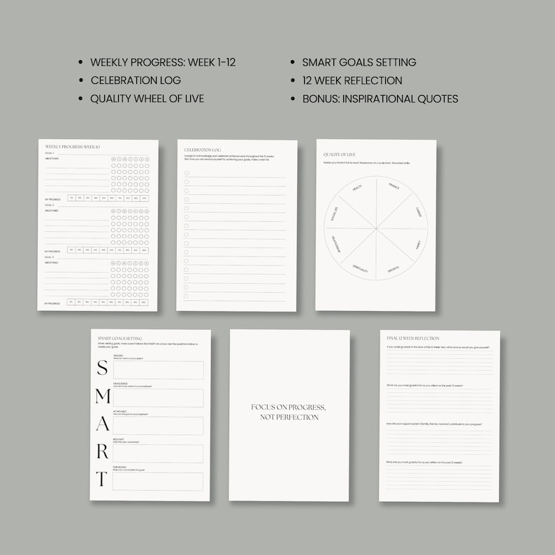 12 Week Year Printable Planner | PDF | Goal Worksheet | Tracker ...