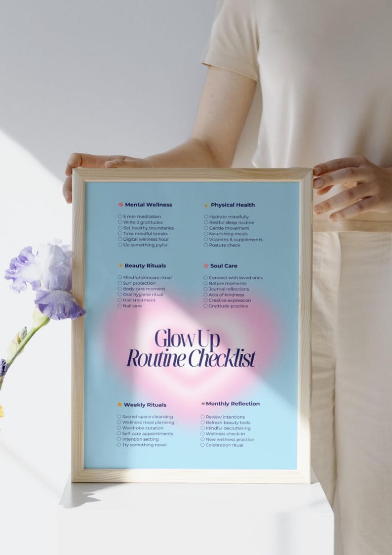 Glow up Checklist, Aura Poster, Self Care, Y2K Room Decor, Trendy Wall ...
