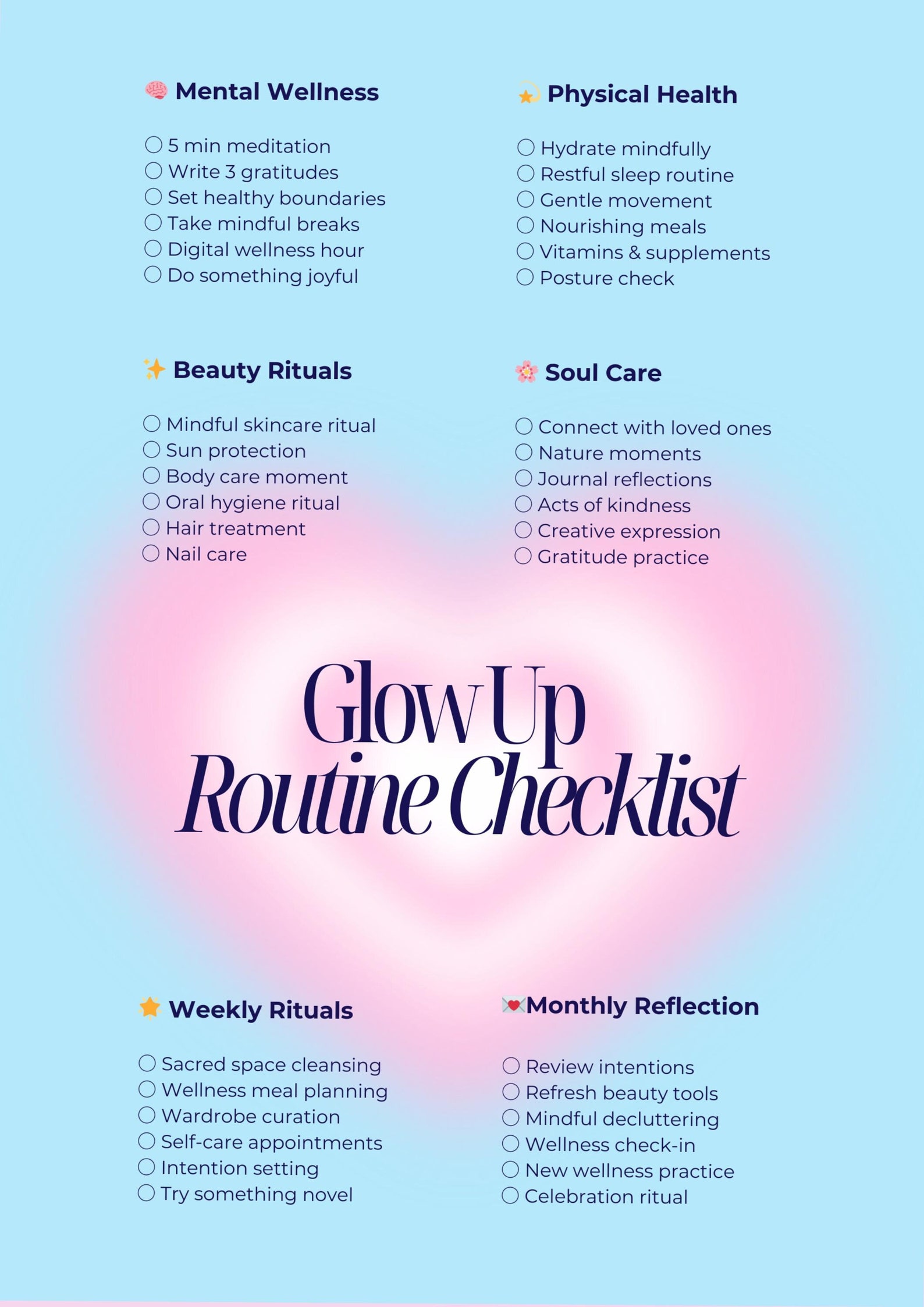 Glow up Checklist, Aura Poster, Self Care, Y2K Room Decor, Trendy Wall ...