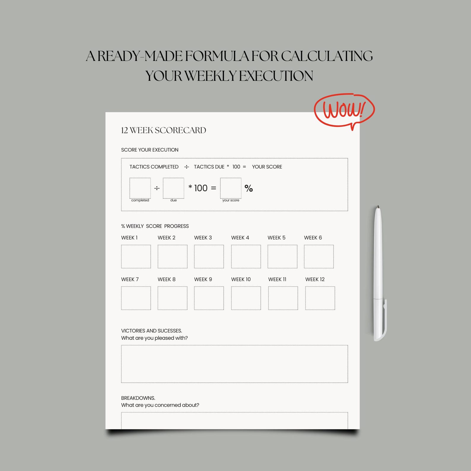 12 Week Year Printable Planner | PDF | Goal Worksheet | Tracker ...