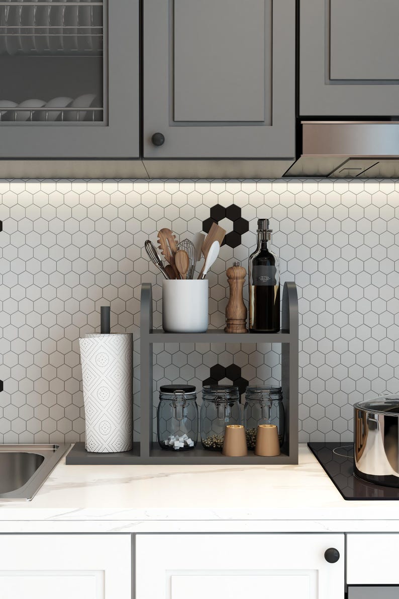 Kitchen Shelf Countertop Organizer Paper Towel Holder Kitchen Cabinet ...