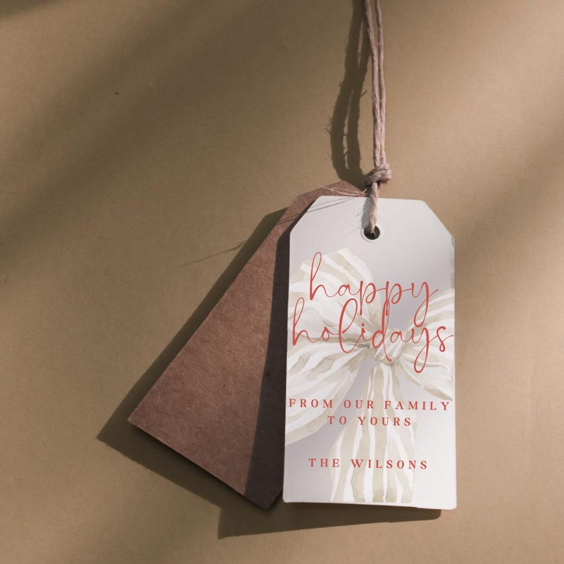 Christmas Bow Gift Tag | Minimalist Coquette Gift Tag, Company Gift ...