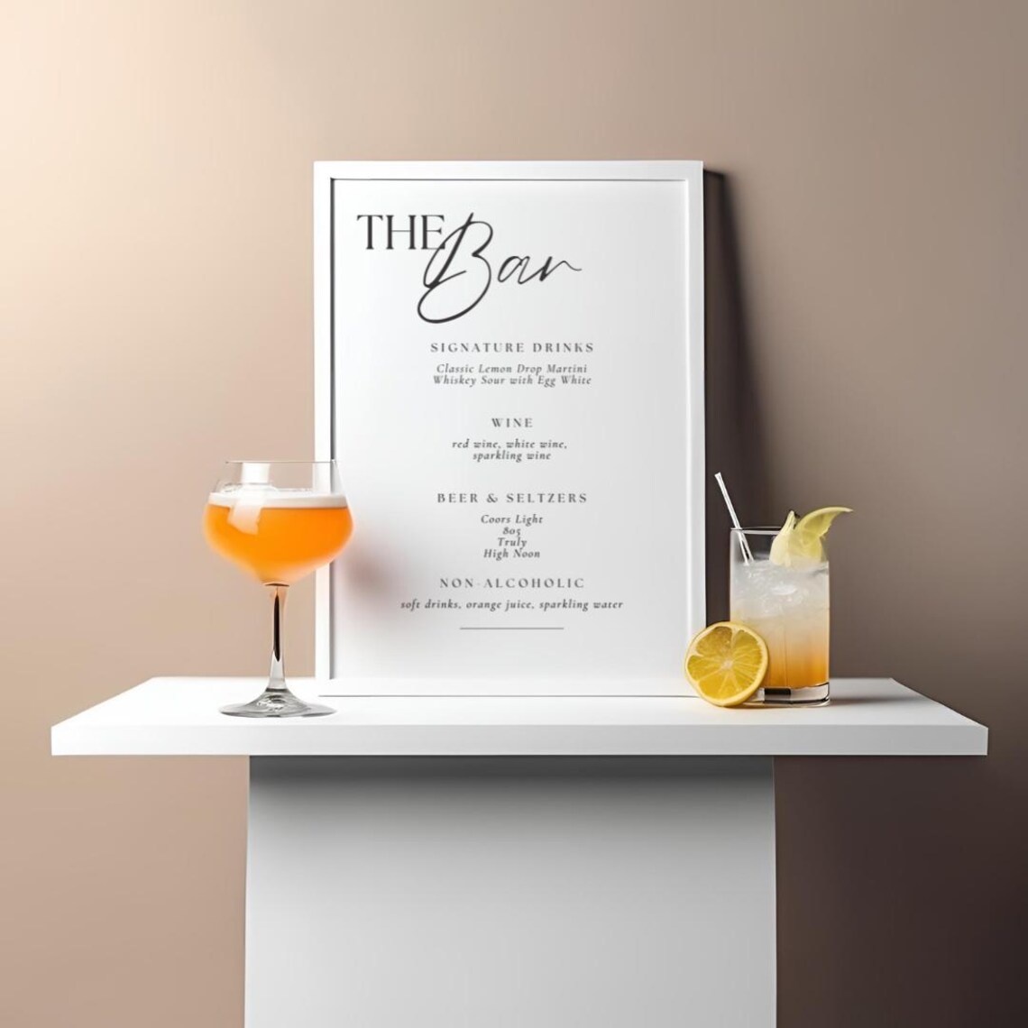 Modern Drink Menu Sign: Editable Bar Menu Canva Template - Etsy