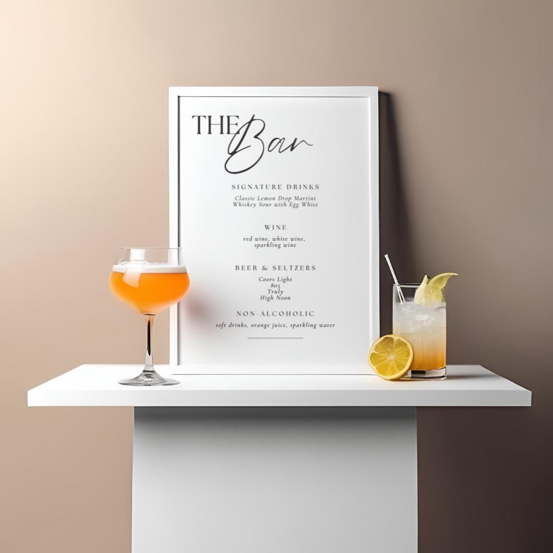 Modern Drink Menu Sign: Editable Bar Menu Canva Template - Etsy