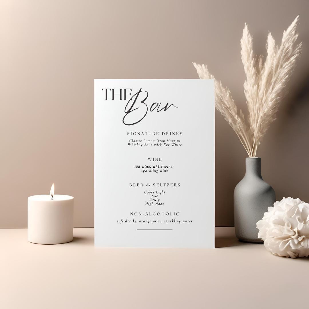 Modern Drink Menu Sign: Editable Bar Menu Canva Template - Etsy