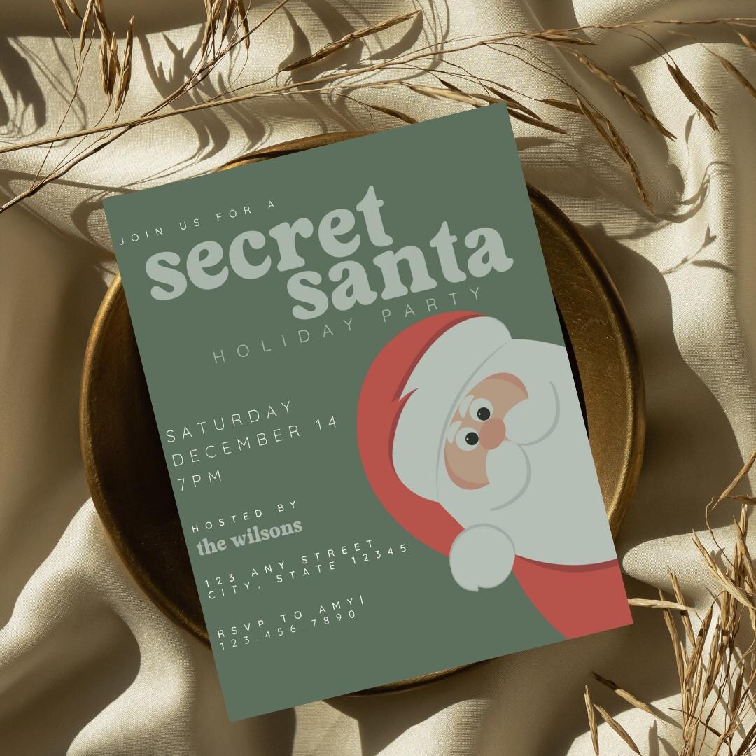 Holiday Party Invitation | Secret Santa Party Invite, Modern Christmas ...