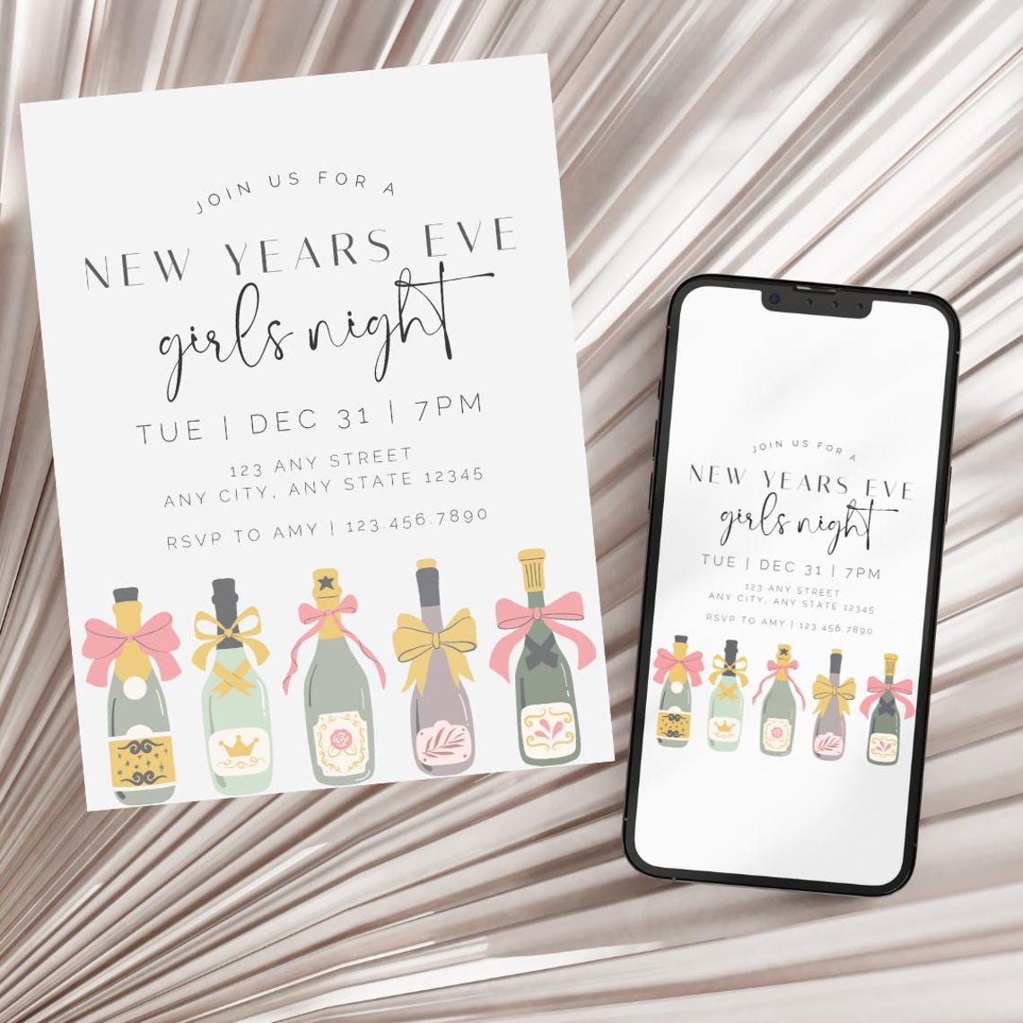 NYE Girls Night Invitation | New Years Eve, Editable Christmas Party ...