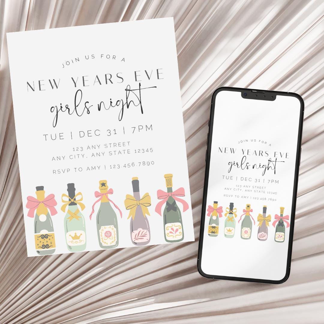 NYE Girls Night Invitation | New Years Eve, Editable Christmas Party ...