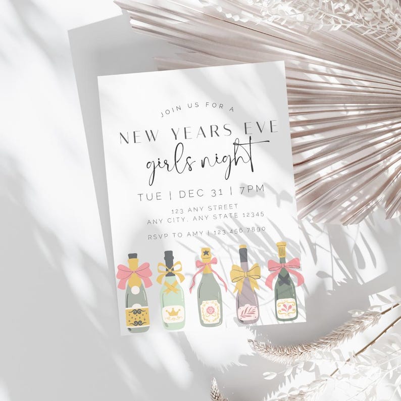 NYE Girls Night Invitation | New Years Eve, Editable Christmas Party ...