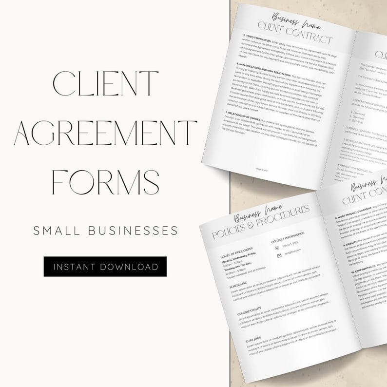 Client Agreement Forms | Digital Business Template, Small Business ...