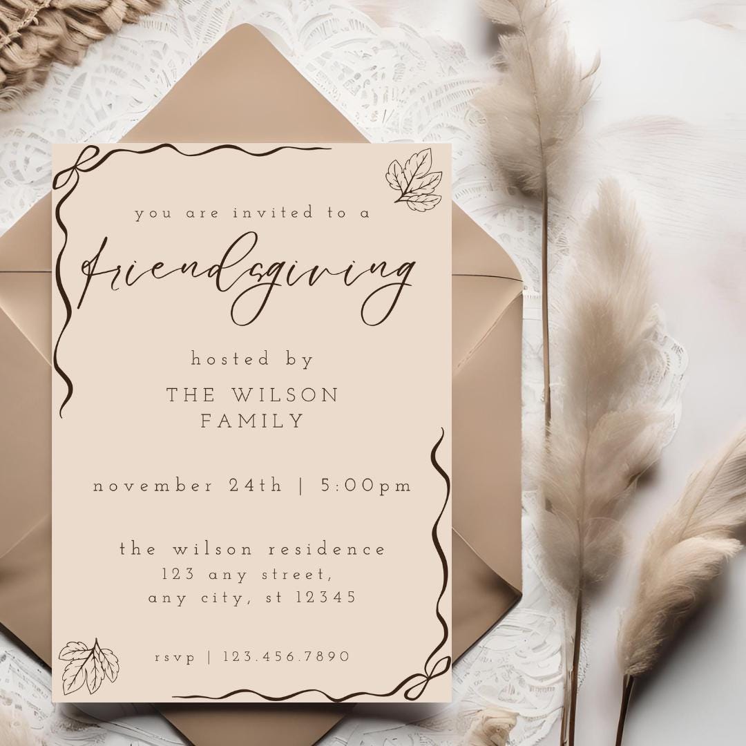 Minimalist Friendsgiving Invitation: Editable Canva Template (digital ...