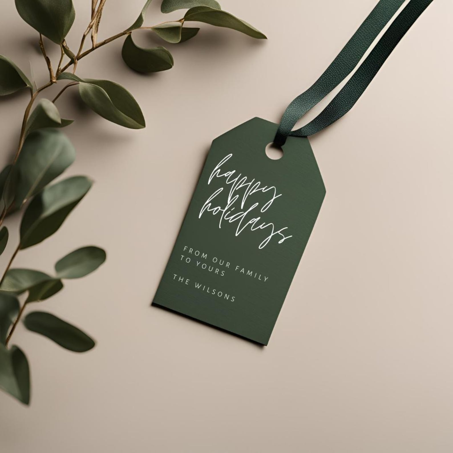 Christmas Gift Tag | Dark Green Minimalist, Editable Tags, Company Gift ...