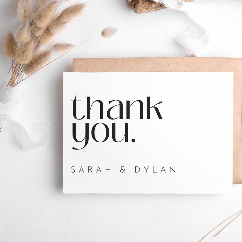 Modern Minimalist Thank You Card: Editable Canva Template (3.5x5 Inches ...