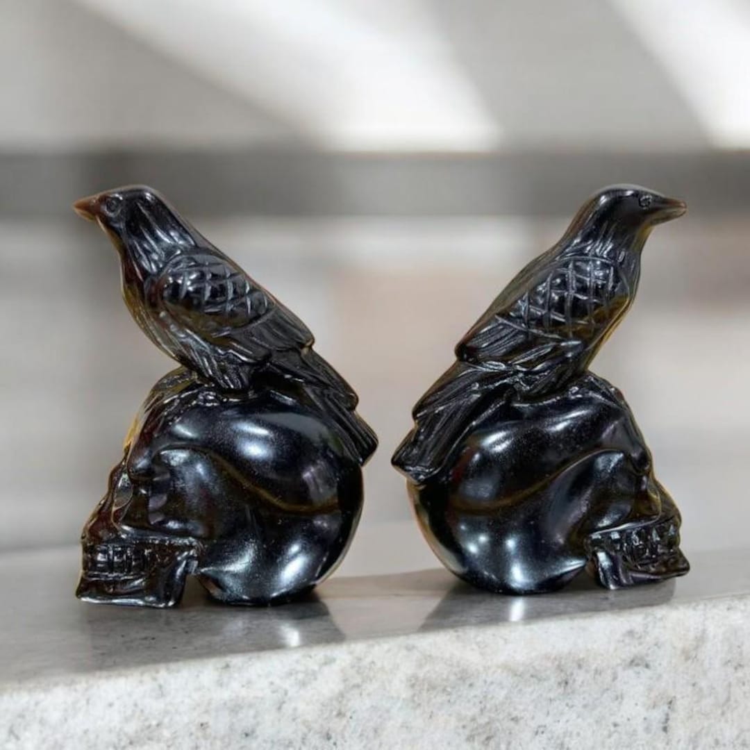 1PC Natural Obsidian Bird Skull, Quartz Crystal Bird Skull, Crystal ...