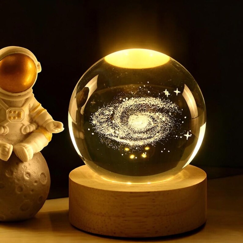 Solar System Night Light, 3D Printed Planet Lamp, Crystal Ball Desk ...