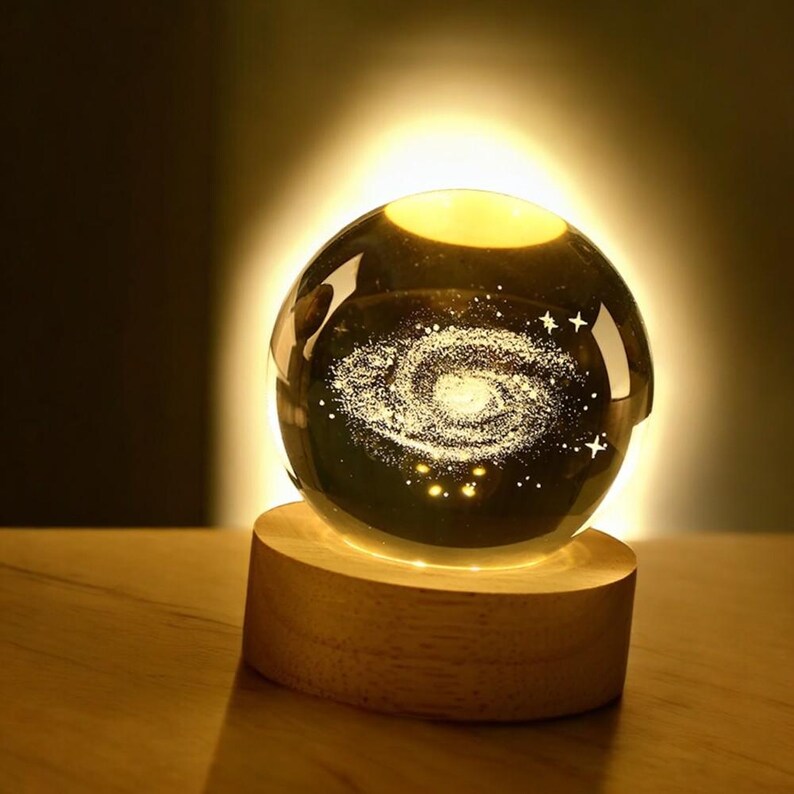 Solar System Night Light, 3D Printed Planet Lamp, Crystal Ball Desk ...