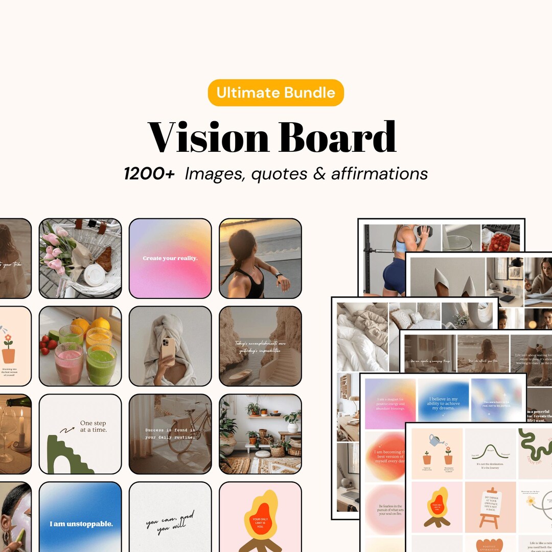 Vision Board Ultimate Bundle Images 1200+ Affirmations Quotes ...