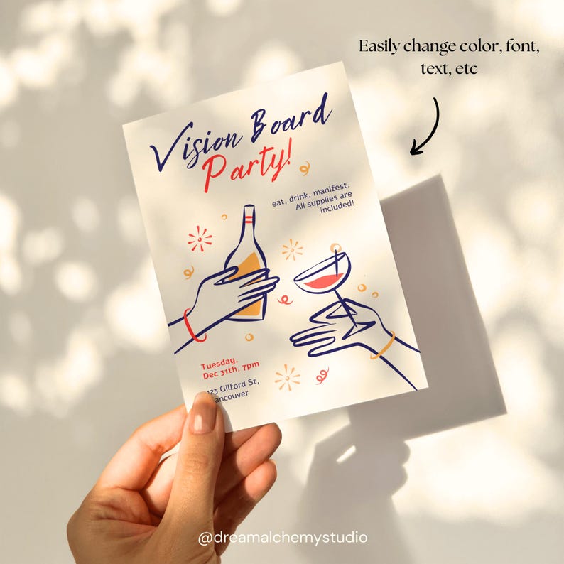 Vision Board Party Invitation Template 2025 Manifestation Party ...