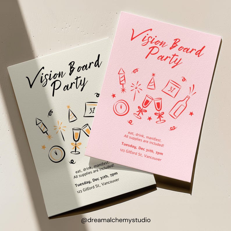 2026 Vision Board Party Invitation Editable Canva Template ...