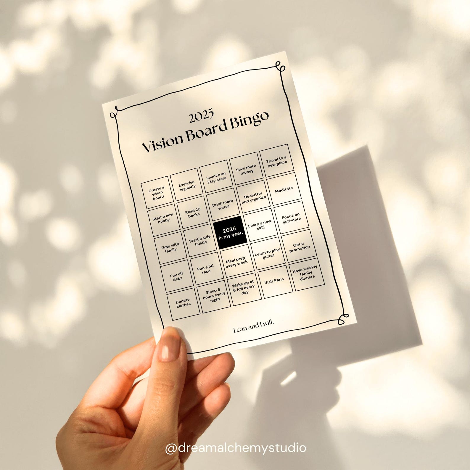Vision Board Bingo 2025 Printable New Year Goals Resolution Bingo ...