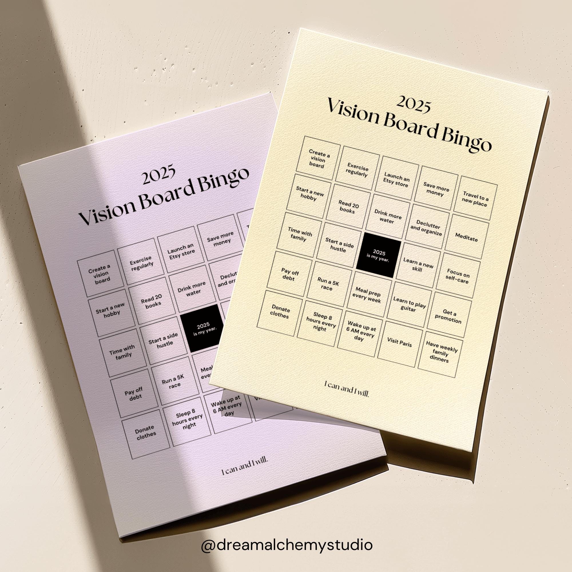 Vision Board Bingo 2025 Printable New Year Goals Resolution Bingo ...