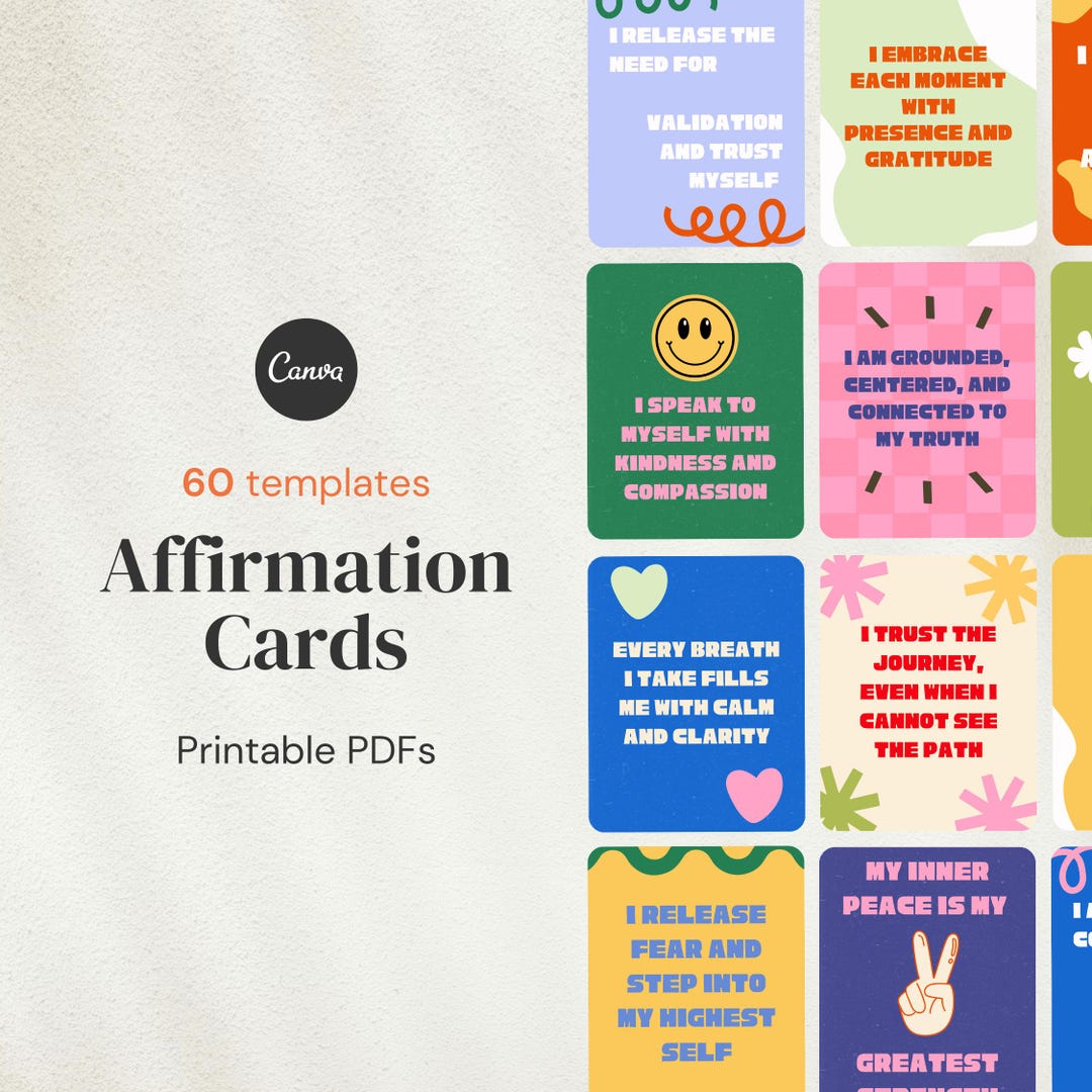 Positive Affirmations Editable Canva Printable Morning Affirmations ...