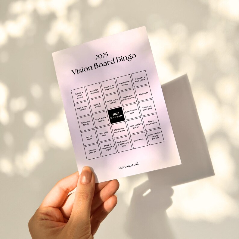 2025 Vision Board Bingo Game New Year Goal Setting Resolution Bingo ...