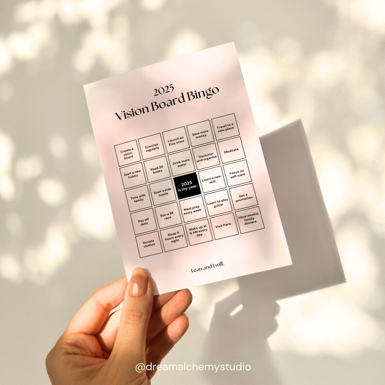 Vision Board Bingo 2025 Printable New Year Goals Resolution Bingo ...