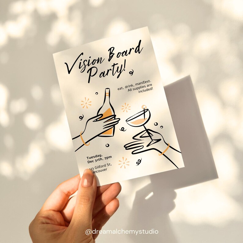 2025 Vision Board Party Invitation Editable Canva Template ...