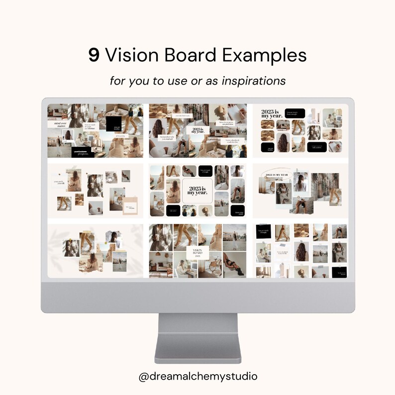 Vision Board Template Kit 2025 Aesthetic Dream Board Goal Setting ...