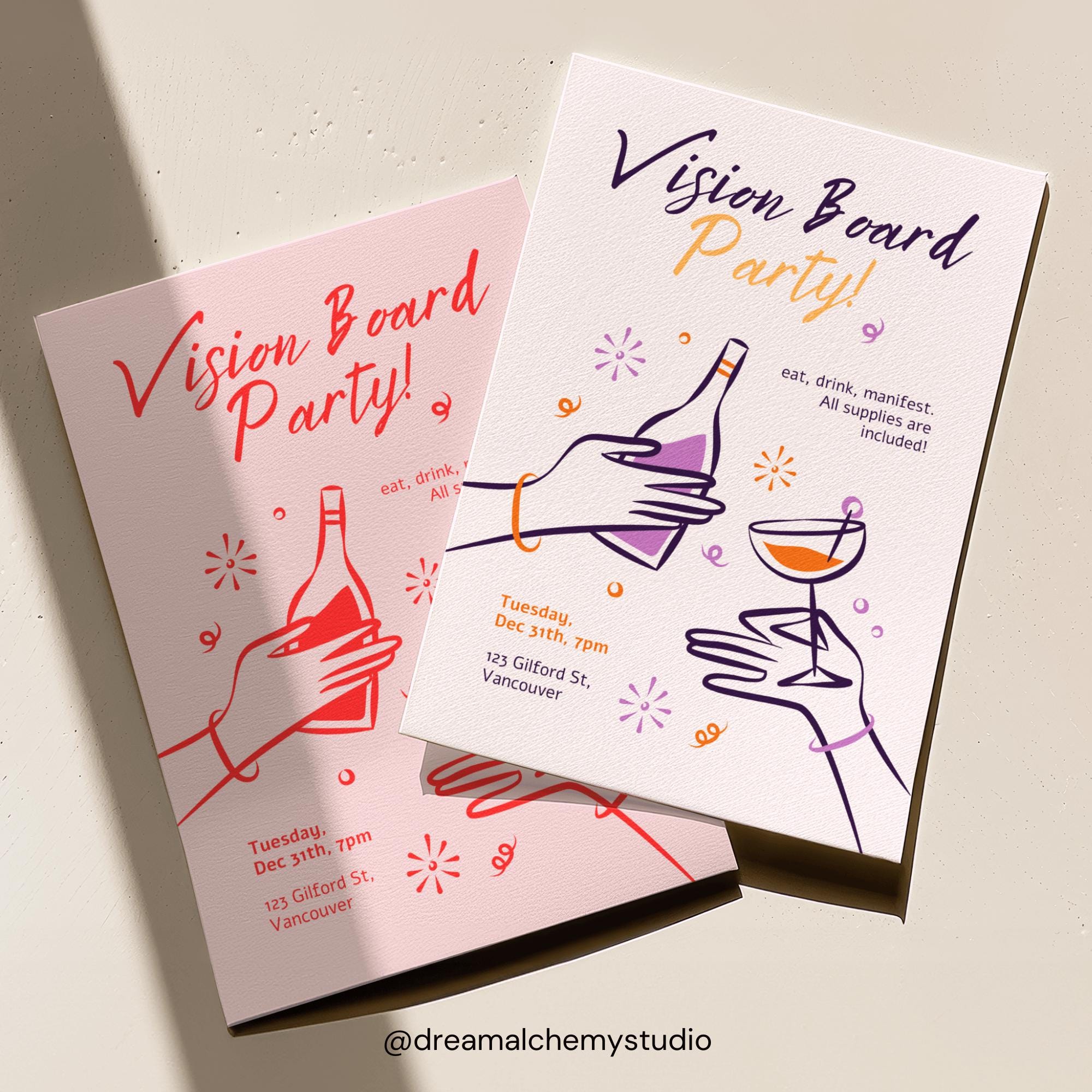 2025 Vision Board Party Invitation Editable Canva Template ...