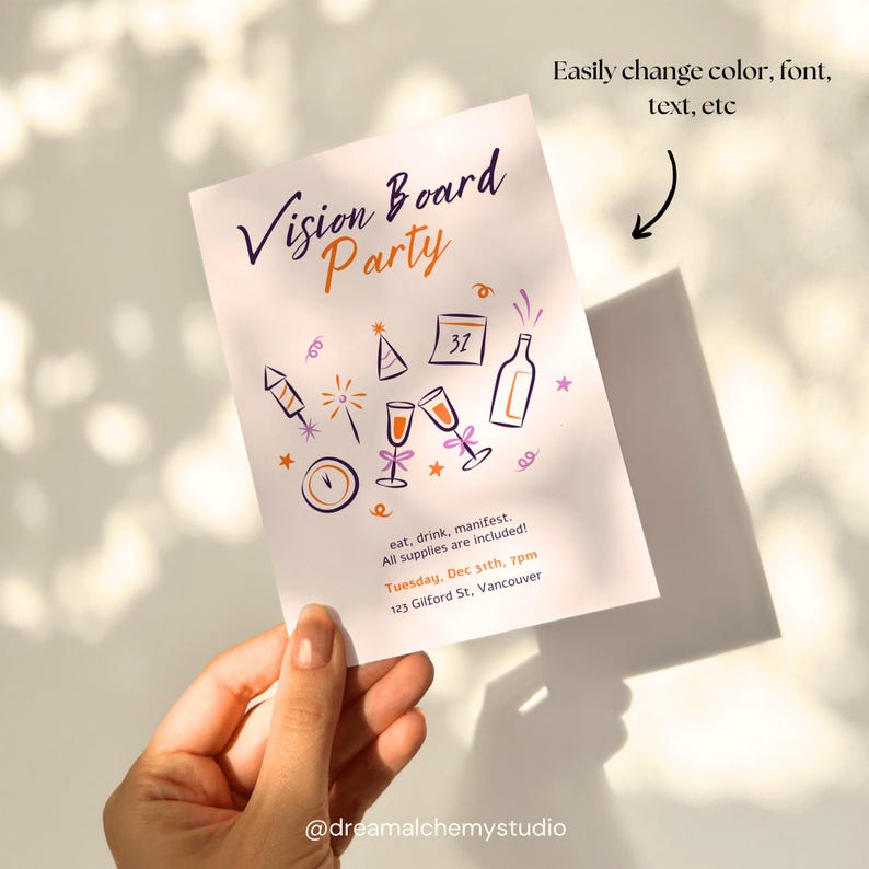 Vision Board Invitation 2026 Editable Manifestation Event Invite ...