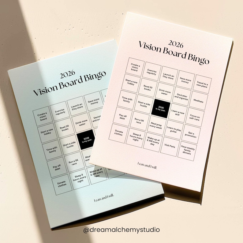 2026 Vision Board Bingo Printable Goal Tracker New Year Resolution Goal ...