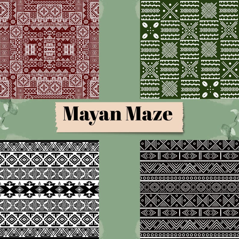 Mayan Maze Digital Prints: Tribal Boho Fabric Textures (20 Jpegs) - Etsy