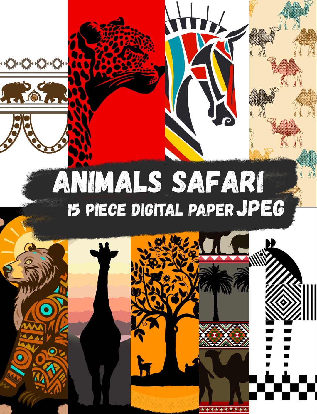 Safari Animals Digital Pattern Seamless Papers, Scrapbook Printable ...