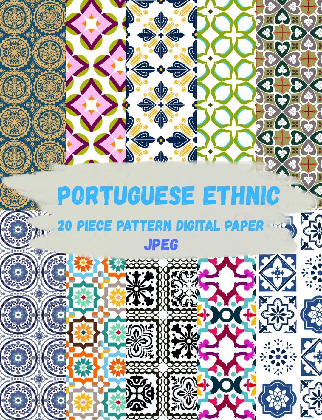 Portuguese Ethnic Tribal Digital Prints Native Boho Fabric Textures ...