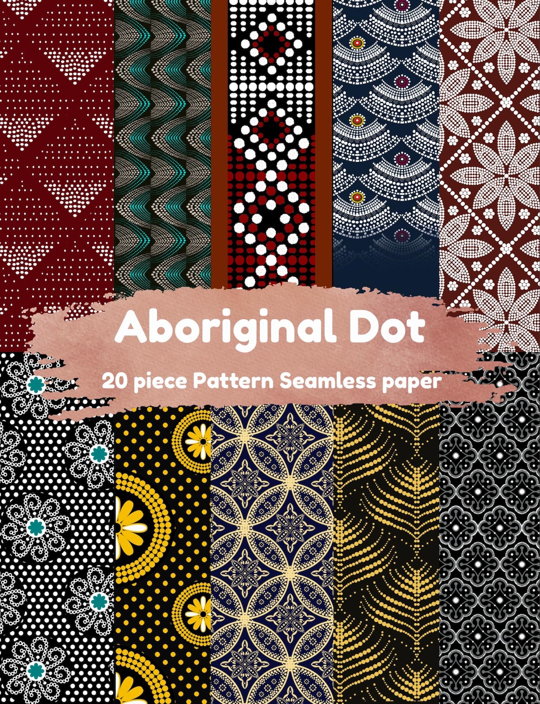 Aboriginal Dot Art Digital Prints: Tribal Fabric Textures (JPEG ...