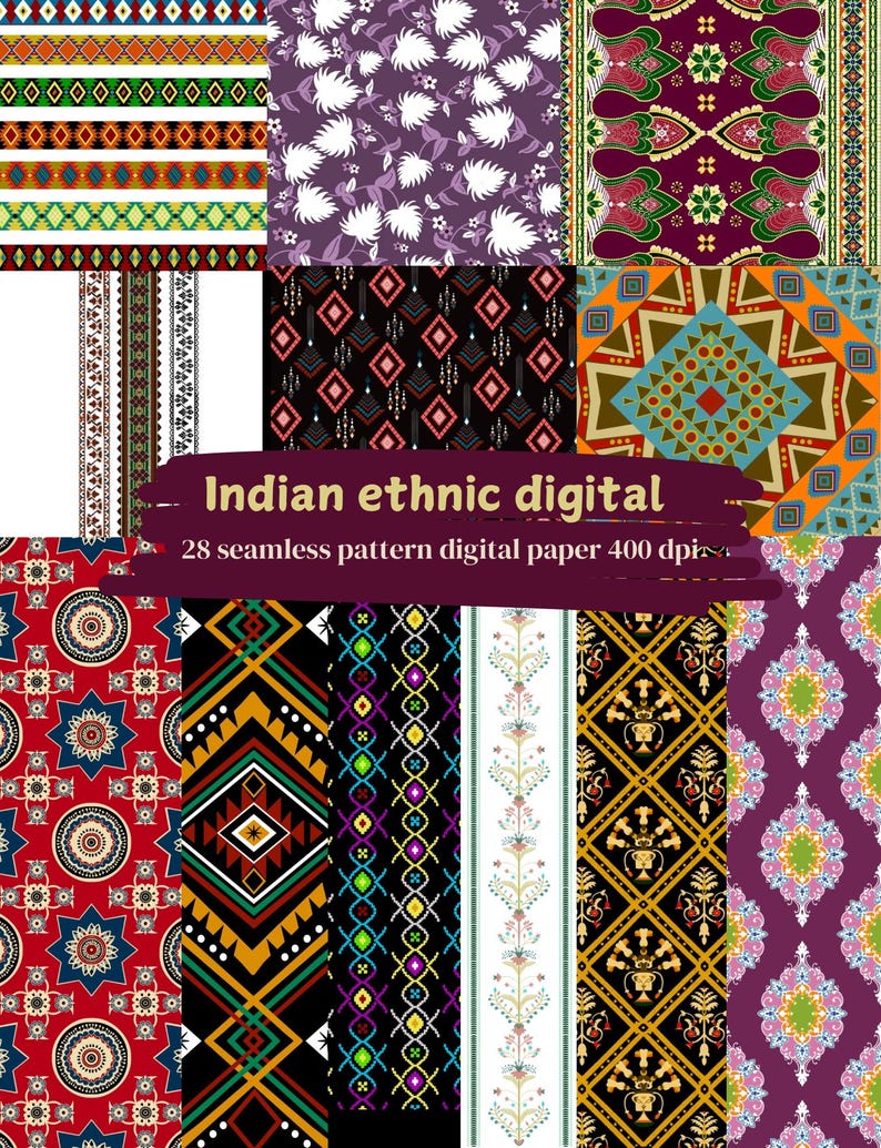 Indian Ethnic Art Fabric Digital Pattern Seamless , Scrapbook Paper ...