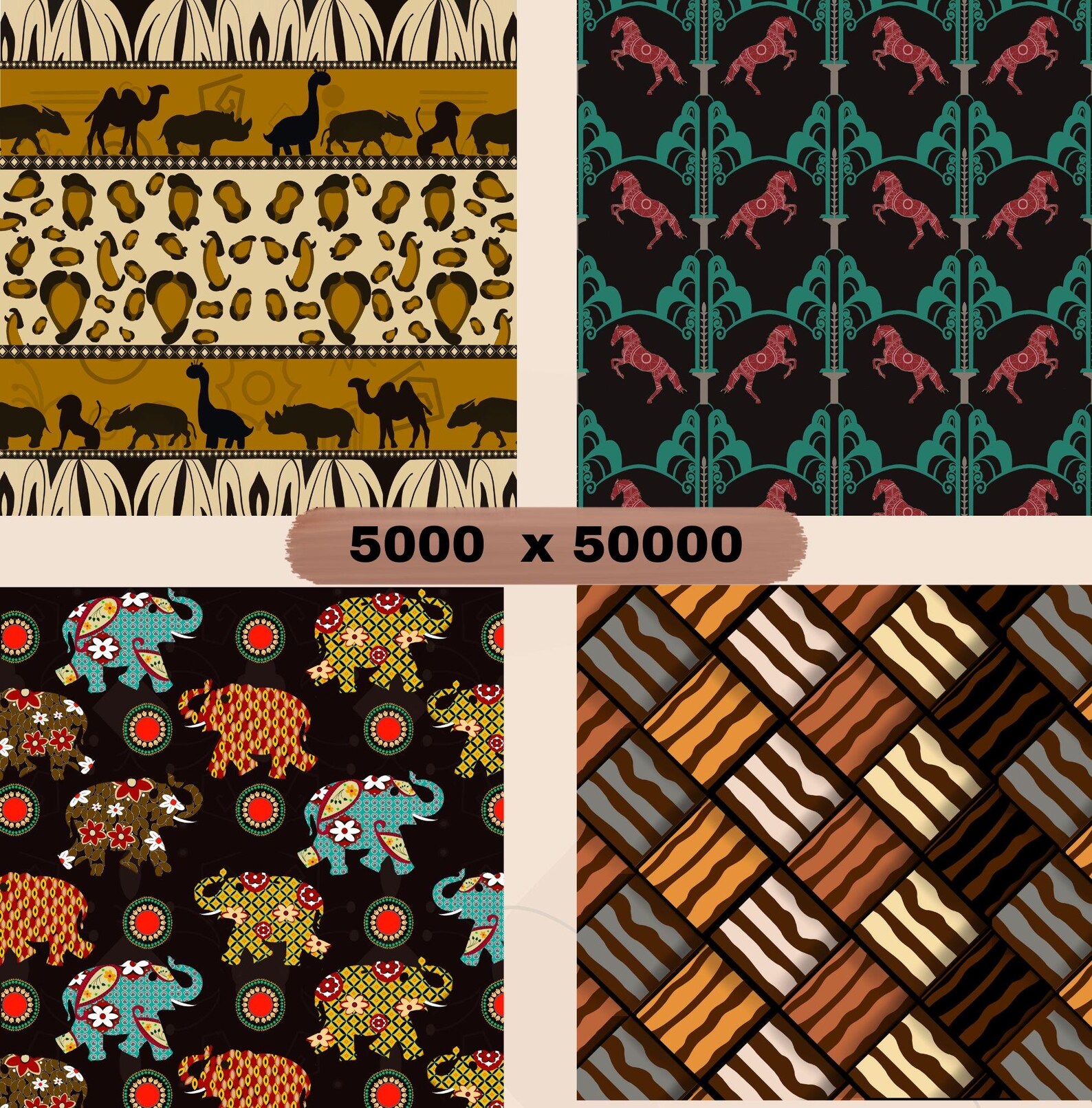 Safari Animals Farm African Digital Pattern Seamless, Scrapbook Paper ...