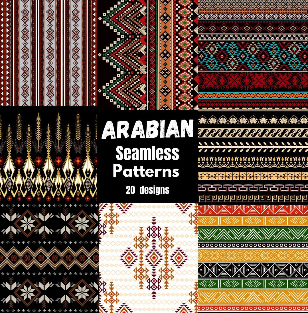 Arabian Ethnic Pattern Set: 20 Seamless Designs, 400 DPI (digital ...