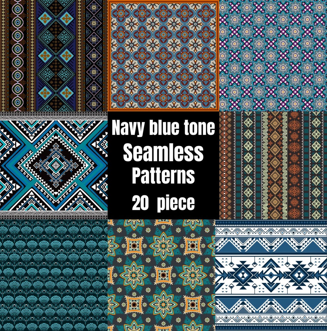 Navy Blue Fabric Pattern Digital Seamless Papers, Scrapbook Printable ...