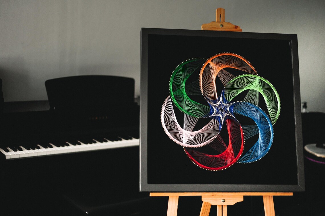 Handmade Rainbow Geometric String Art – Festive Framed Wall Decor - Etsy