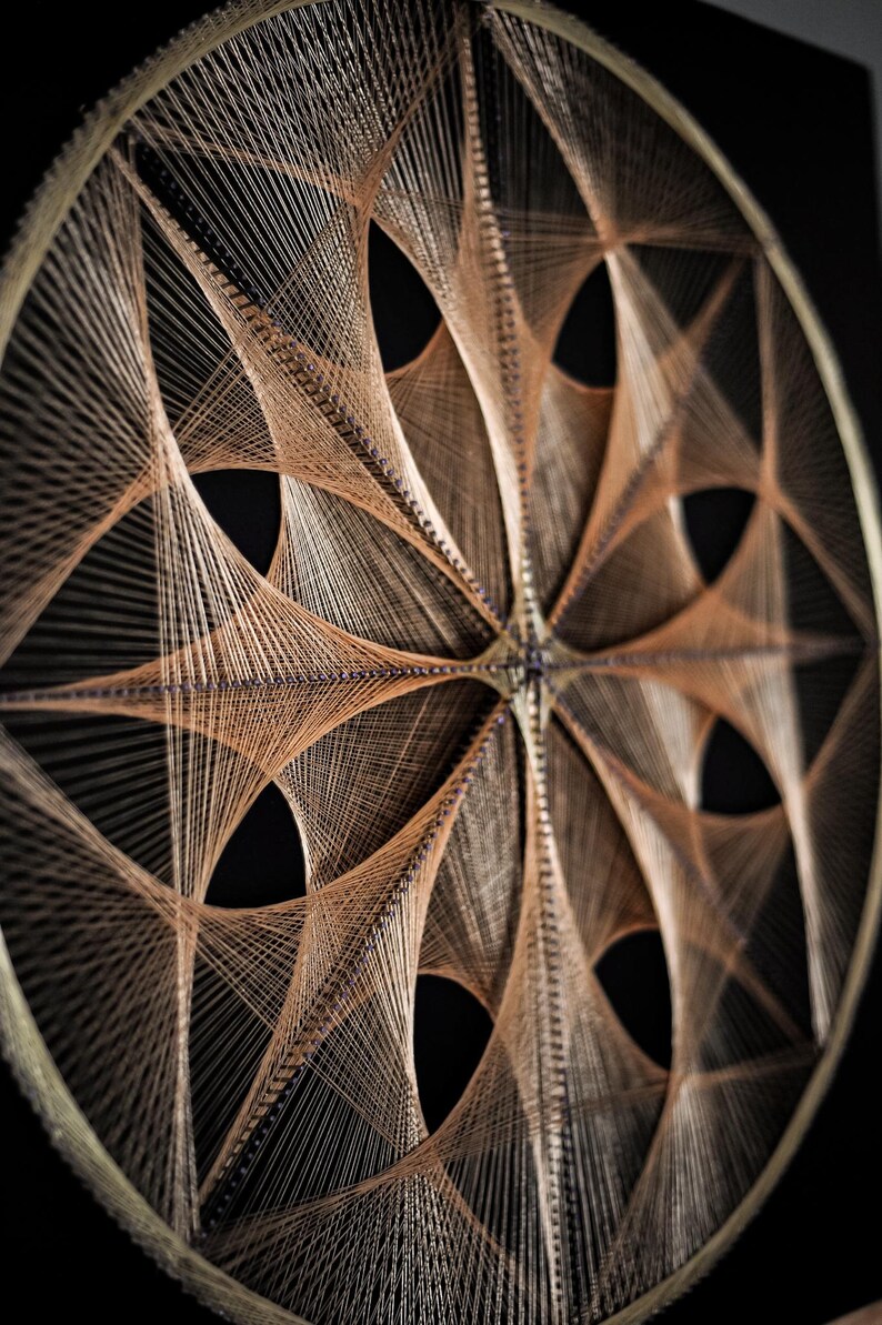 Handmade Golden Thread String Art Mandala – Framed Wall Decor - Etsy