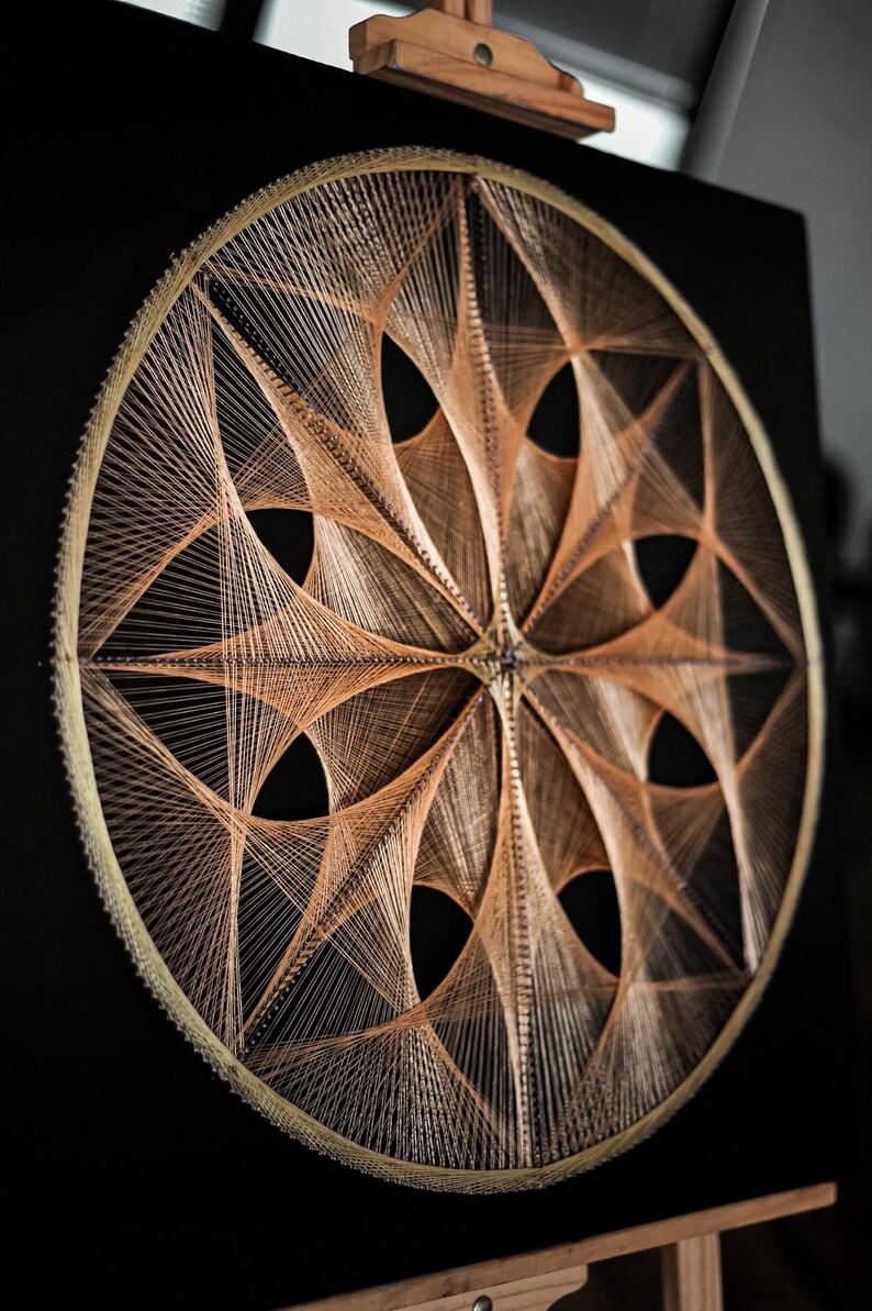 Handmade Golden Thread String Art Mandala – Framed Wall Decor - Etsy