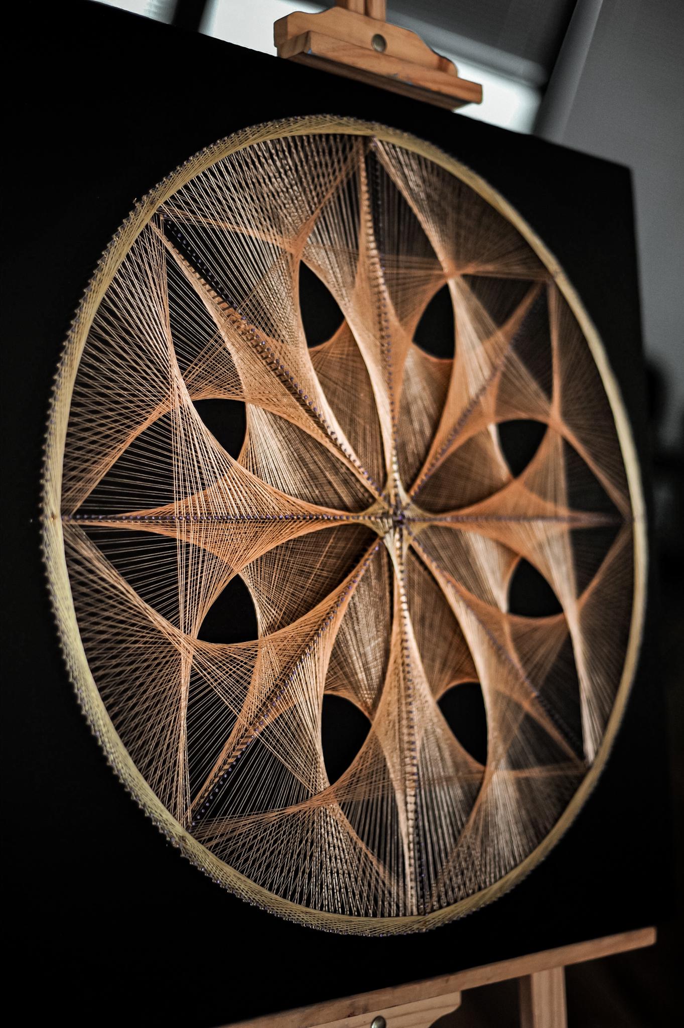 Handmade Golden Thread String Art Mandala – Framed Wall Decor - Etsy