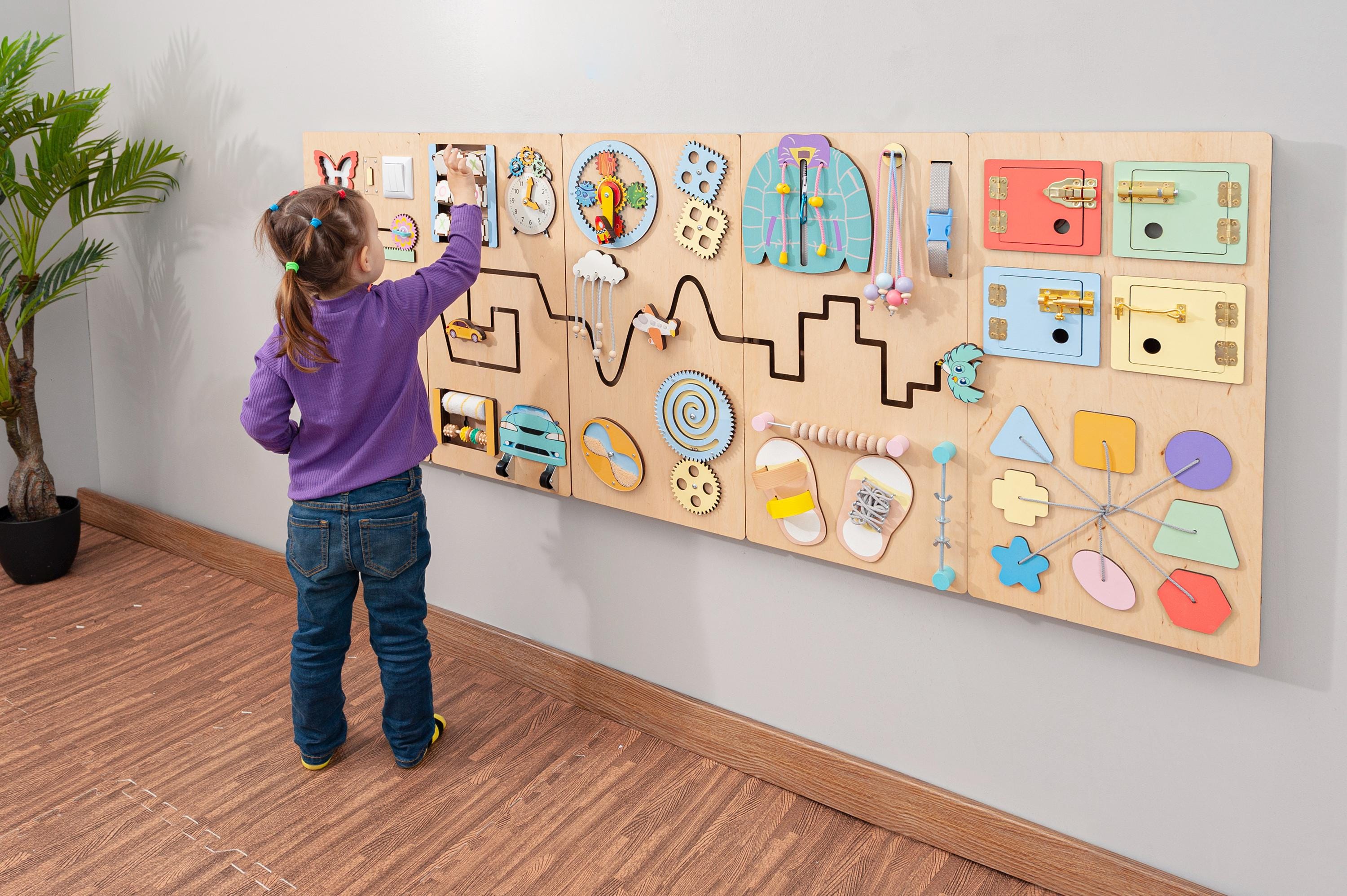 Wall Busy Board Panels in Pastel Color for Children Activity in Waiting ...